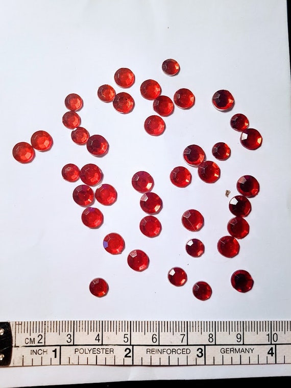 20 X Ruby Red Round Gems Stones plastic With for Craft & | Etsy