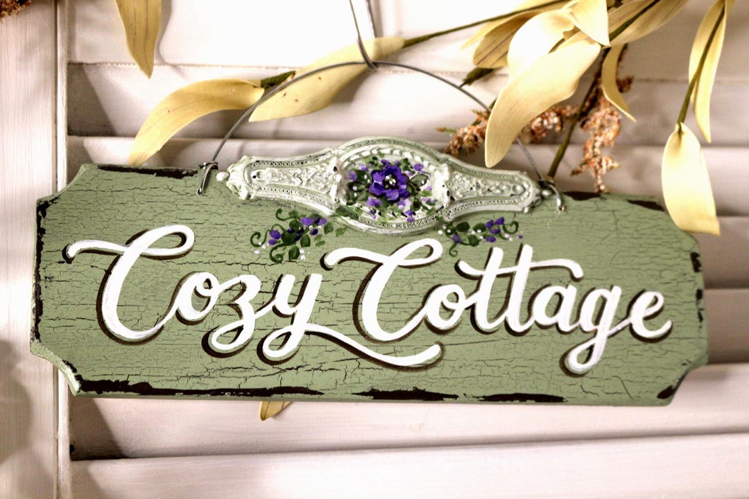 Personalized Cozy Cottage Sign: Hand Painted Vintage Decor - Etsy