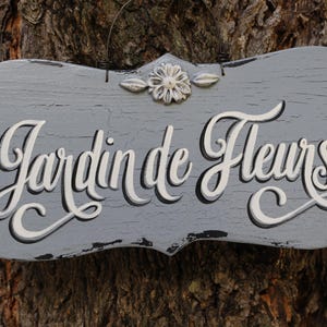Jardin De Fleurs Sign-personalized Garden Sign-flower Garden Sign ...