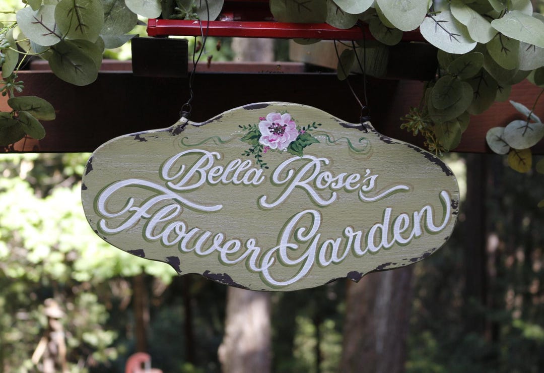 Flower Garden Sign, Personalized Garden Sign, Rustic Garden Art, Custom ...