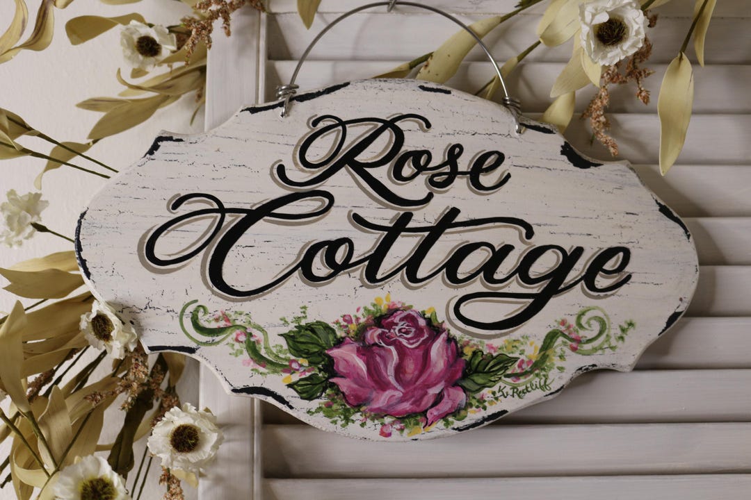 Personalized Cottage Sign: Hand-painted Rustic Flower Garden Decor - Etsy