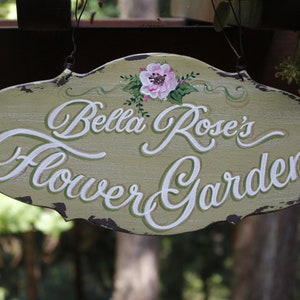 Flower Garden Sign, Personalized Garden Sign, Rustic Garden Art, Custom ...