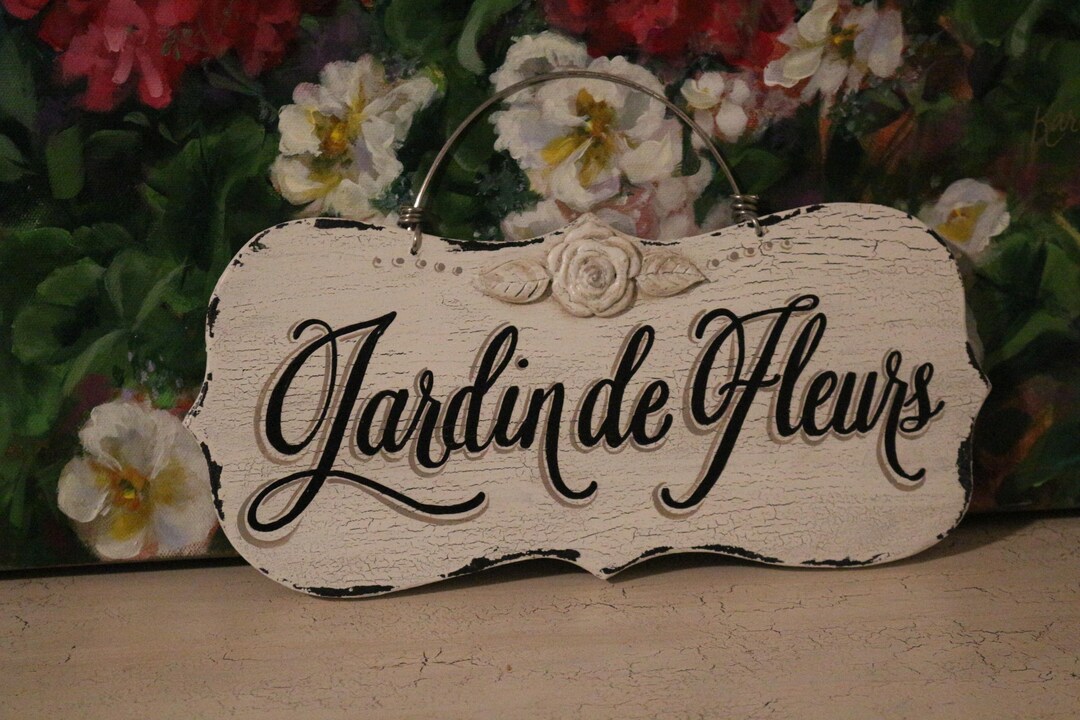 Jardin De Fleurs Sign-personalized Garden Sign-flower Garden Sign ...