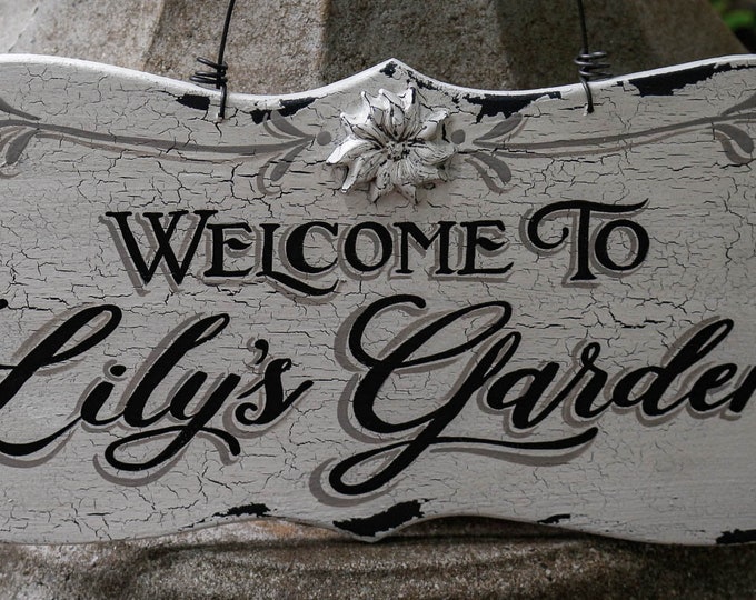 Garden Sign-personalized Garden Sign-flower Garden Sign-rustic Garden ...
