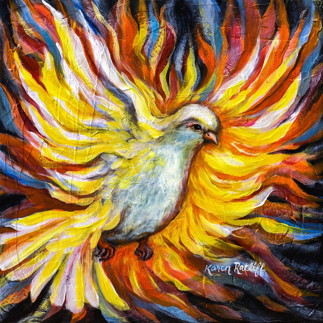 Holy Spirit Fire Dove Painting: Original Biblical Art, Collectible ...