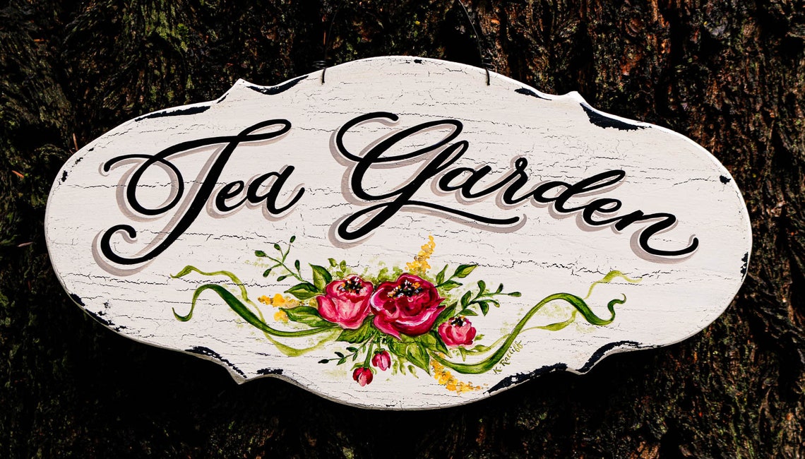Tea Garden Sign-custom Garden Decor-flower Garden Sign-rustic - Etsy