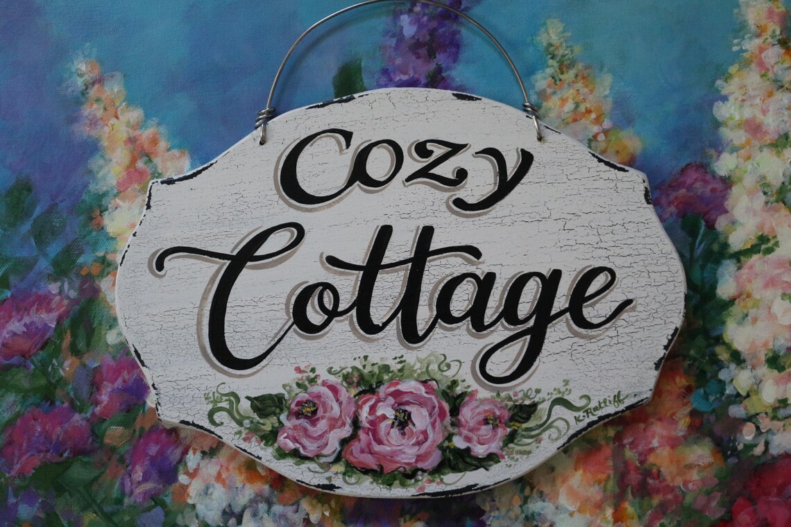Personalized Cozy Cottage Sign: Hand-painted Vintage Decor - Etsy