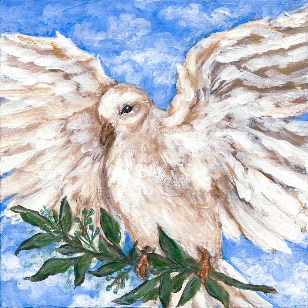 Peace Dove Painting: Original Holy Spirit Art, Vintage Collectible - Etsy