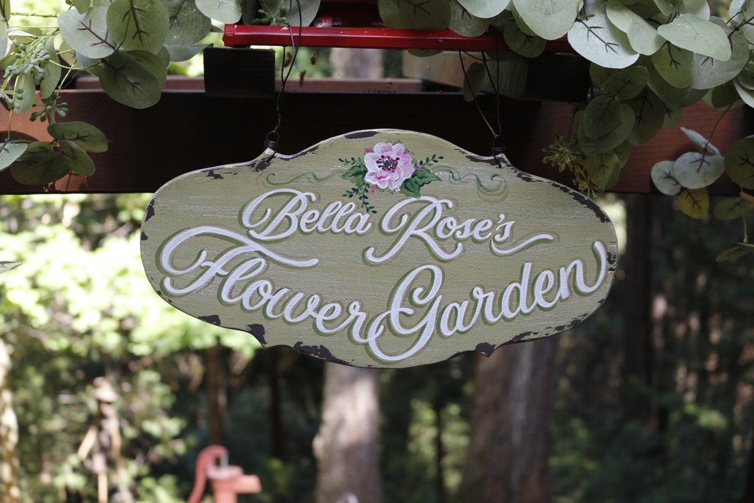 Flower Garden Sign Personalized Garden Sign Rustic Garden - Etsy