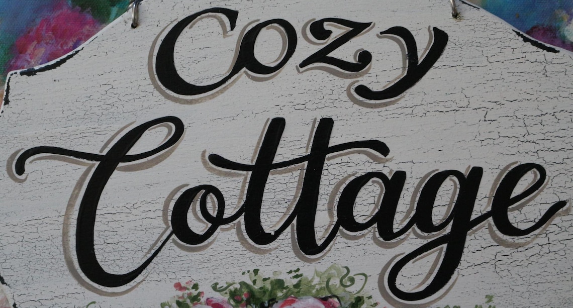 Personalized Cozy Cottage Sign: Hand-painted Vintage Decor - Etsy