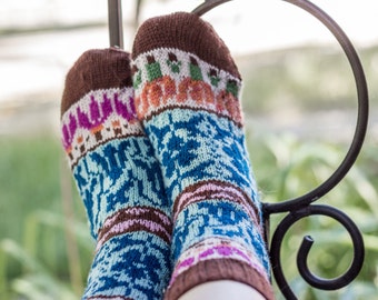 Winter Blumen Hat Knitting Pattern Pdf Fair Isle Stranded - Etsy