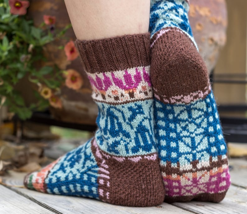 Knitting Pattern: Wildflower Meadow Socks (cuff Down) Fair Isle ...