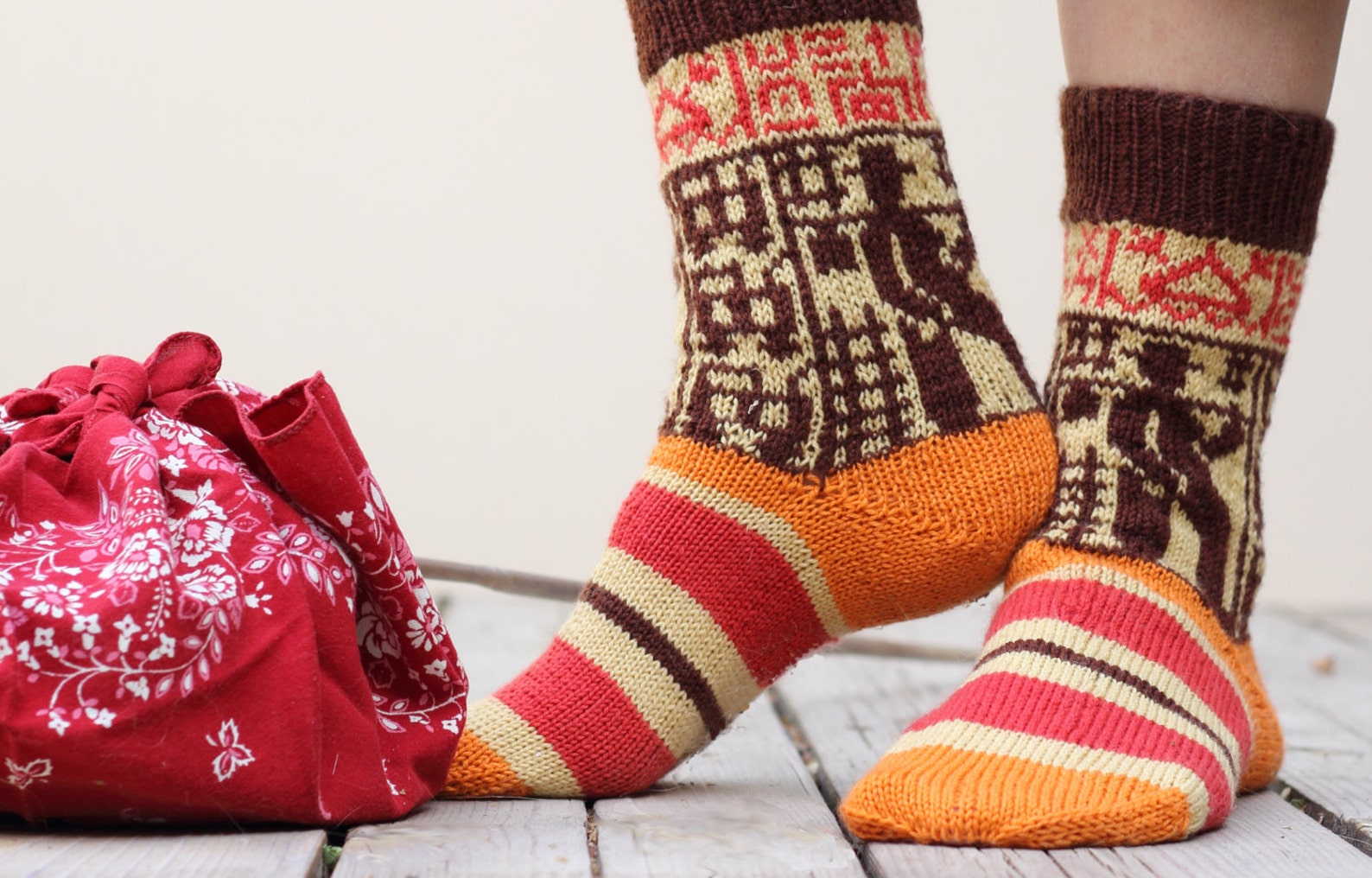 Knitting Pattern Boxcar Charlie Socks (cuff Down) Fair Isle Stranded ...