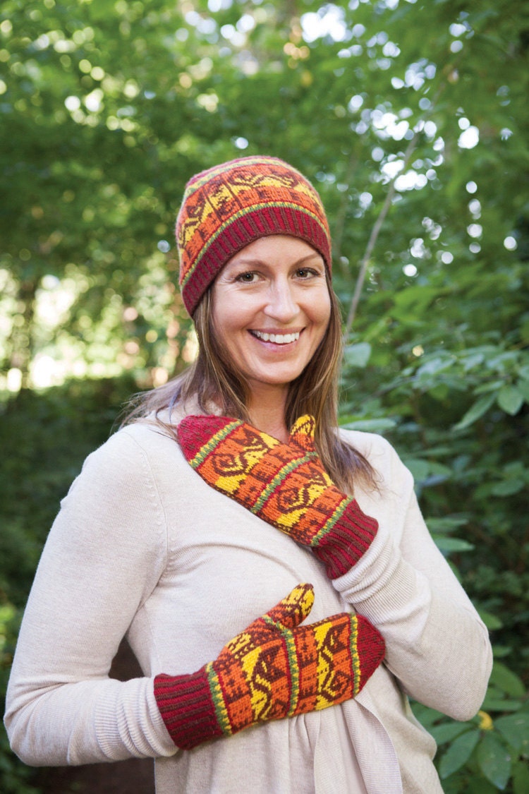 Inca Cat Hat and Mittens Digital Knitting Pattern PDF Fair - Etsy