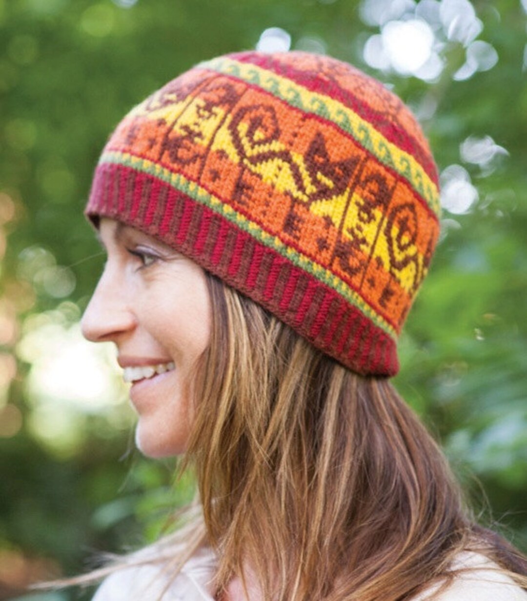 Inca Cat Hat Digital Knitting Pattern PDF-- Fair Isle Stranded ...
