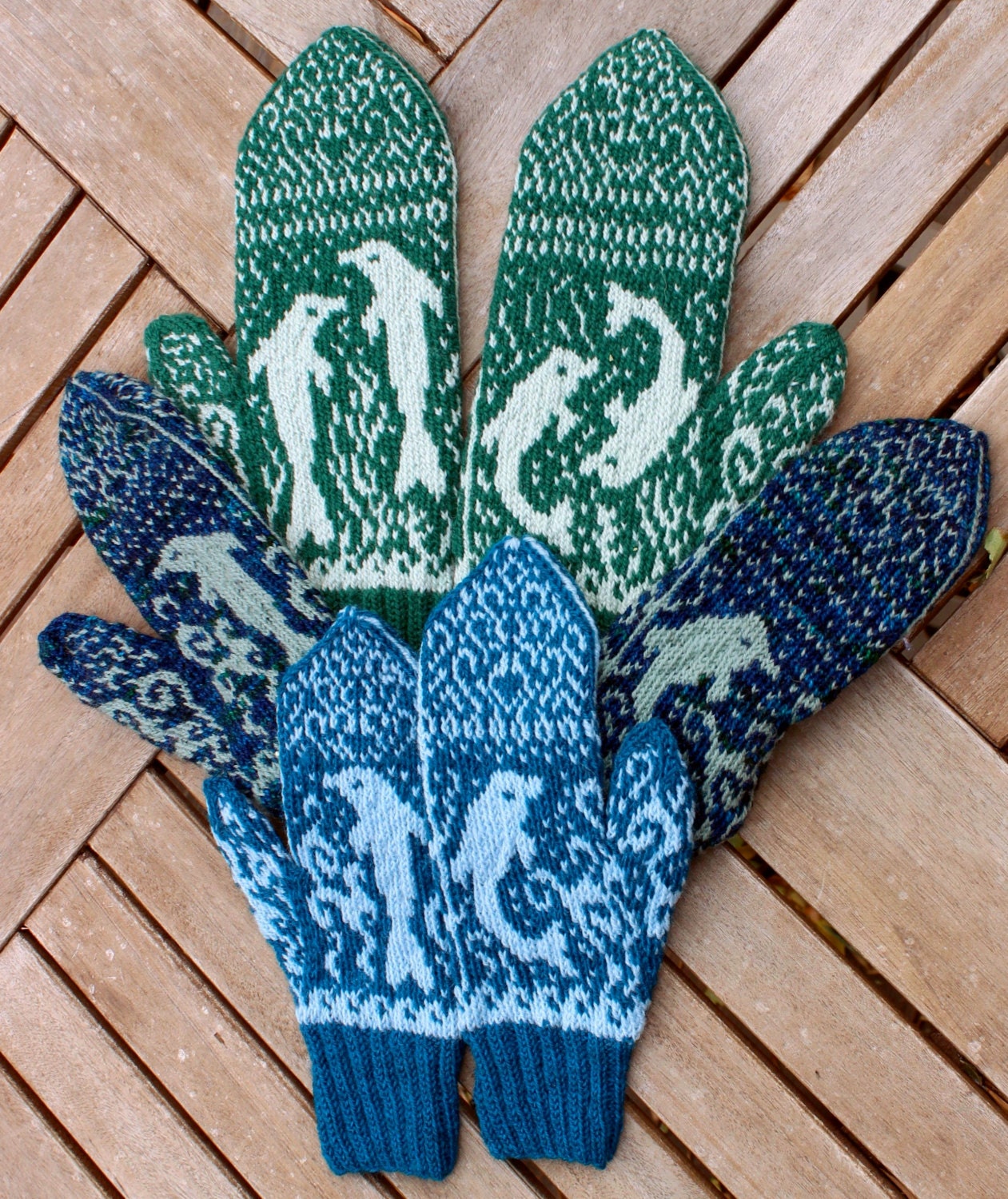 Dancing Dolphins Hat and Mitten Set Digital Knitting Pattern Pdf-fair ...