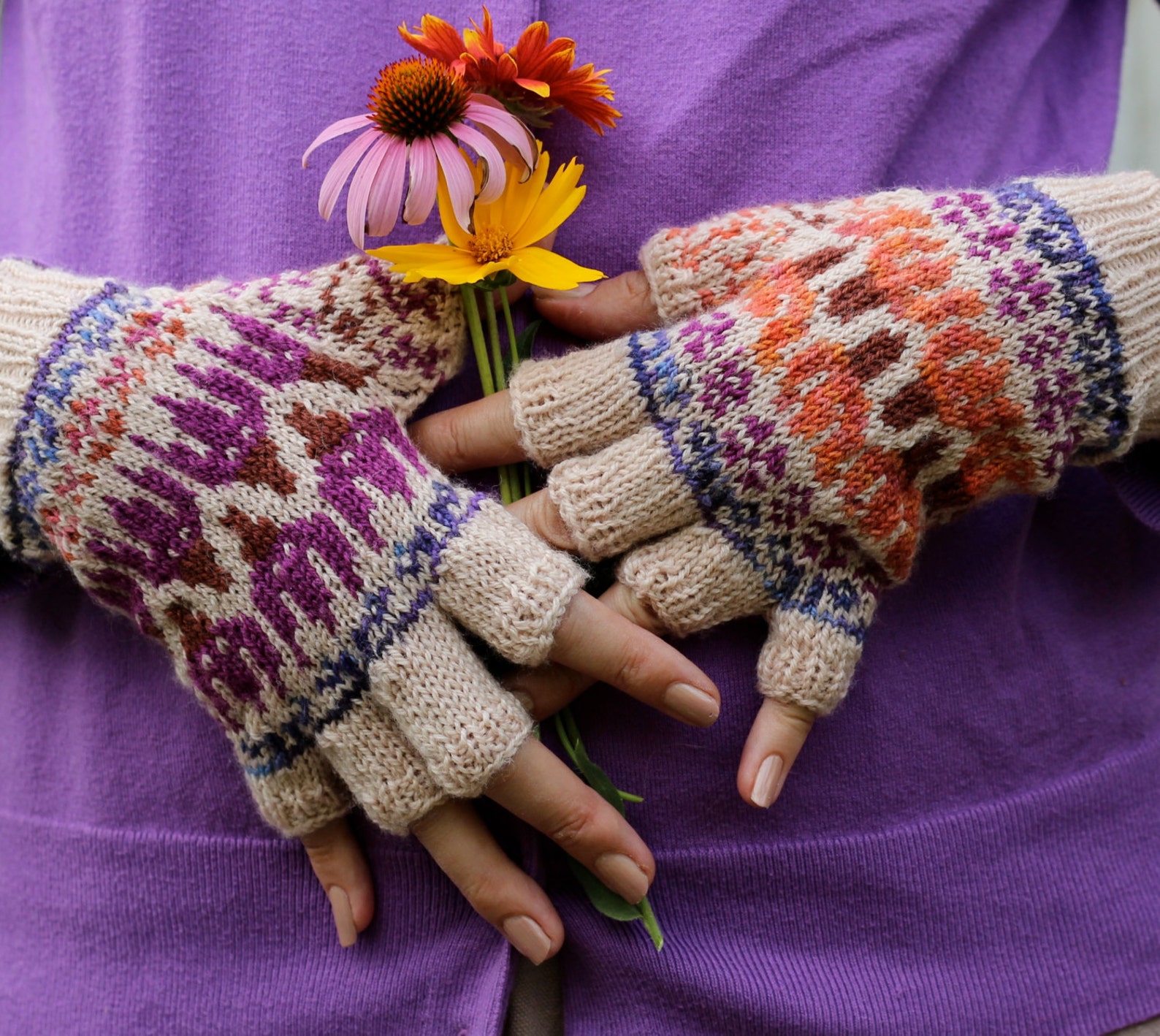 Shooting Star Mitts Knitting Pattern Pdf Fair Isle Stranded Colorwork ...