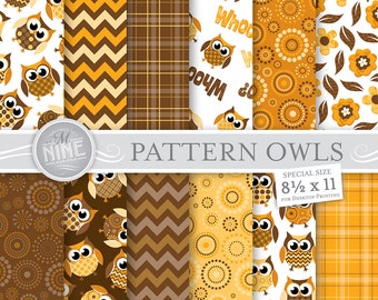 FALL PATTERN OWLS Clipart Illustrations Vector Owl Clip Art | Etsy