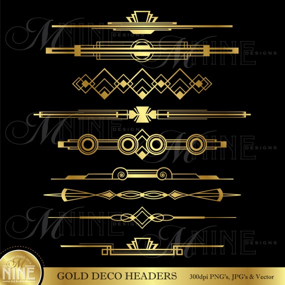 GOLD DECO Headers Clip Art Deco Clipart Instant Download Art | Etsy New ...