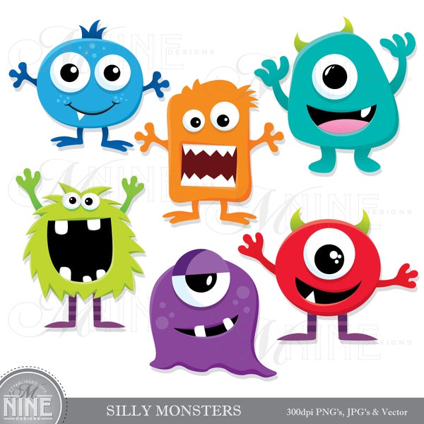 Monsters Clipart - Etsy
