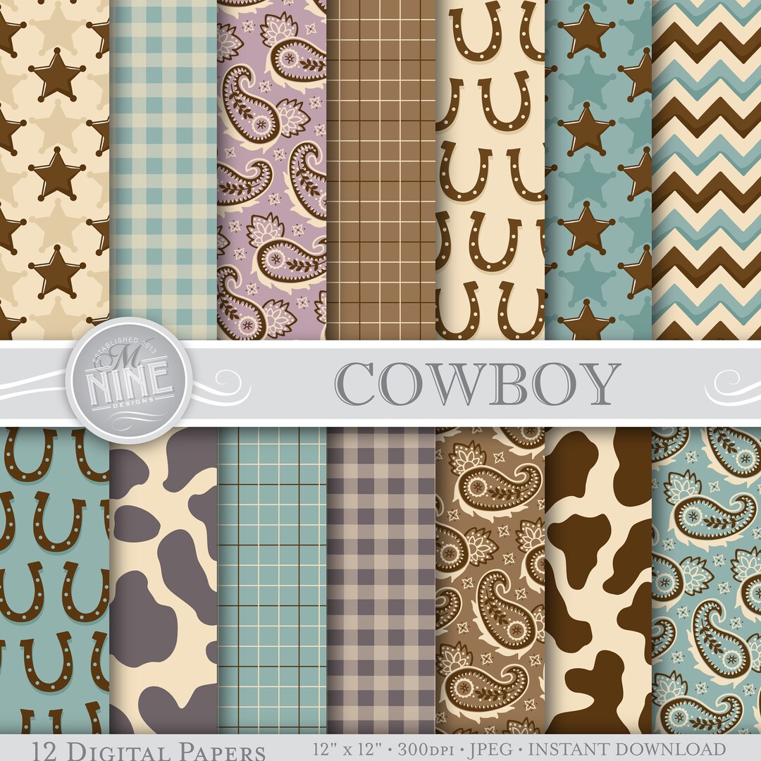 Vintage COWBOY Digital Paper Rustic Cowboy Printables - Etsy Ireland