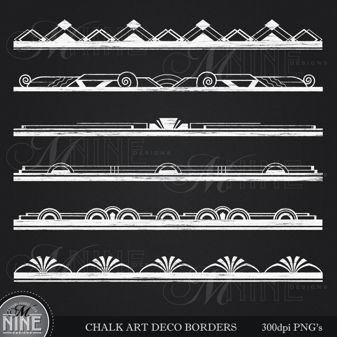 Chalk Art Deco Borders Chalkboard Great Gatsby Design Elements Digital ...