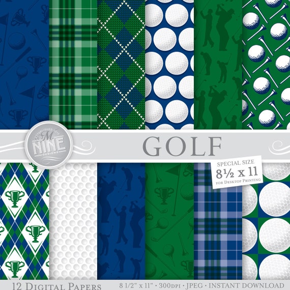 GOLF Digital Paper: navy Blue & Green Golf Theme - Etsy Australia