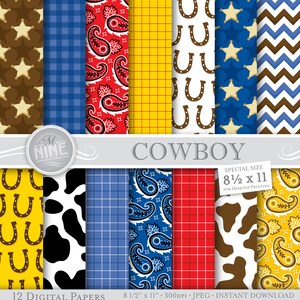 COWBOY Digital Paper Cowboy Printables Digital Downloads - Etsy