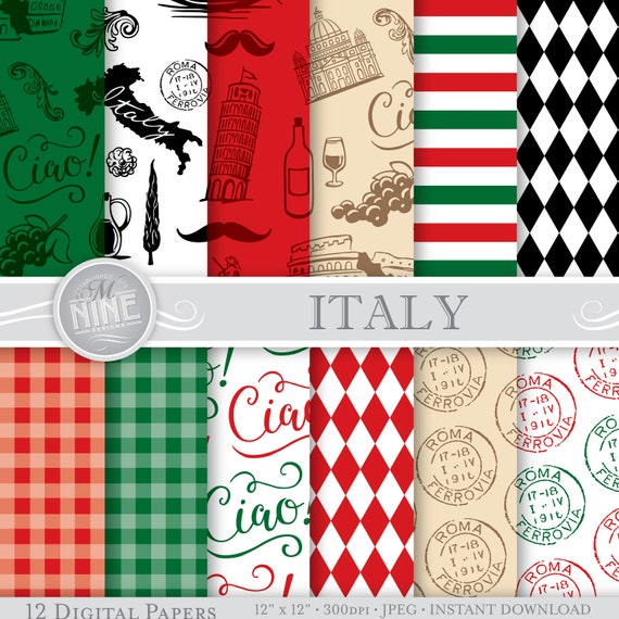 ITALY Digital Paper Italian Theme Pattern Prints Vacation | Etsy