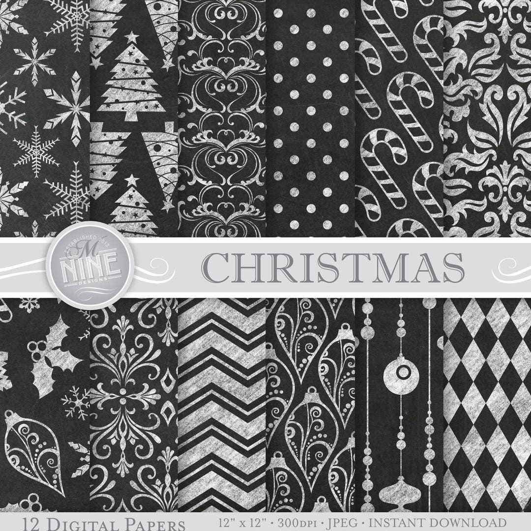 Chalk CHRISTMAS Digital Paper / Chalk CHRISTMAS Printables / Christmas ...