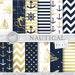 Nautical Digital Paper: navy & GOLD Nautical - Etsy