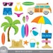 Beach Vacation Clip Art Bundle, Beach Theme Clipart Download, Summer ...