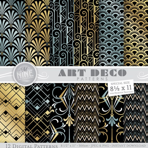 ART DECO Digital Paper: Art Deco Pattern Prints Art Deco - Etsy
