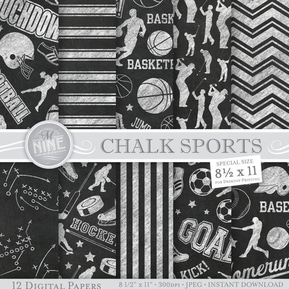 Craft Supplies & Tools Paper 8 1/2 x 11 Black and White Sports Patterns ...
