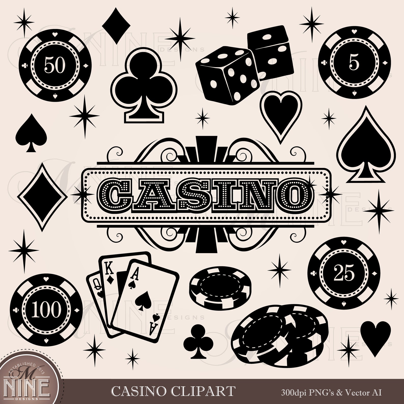 CASINO Clip Art Casino Accents Design Elements Casino - Etsy