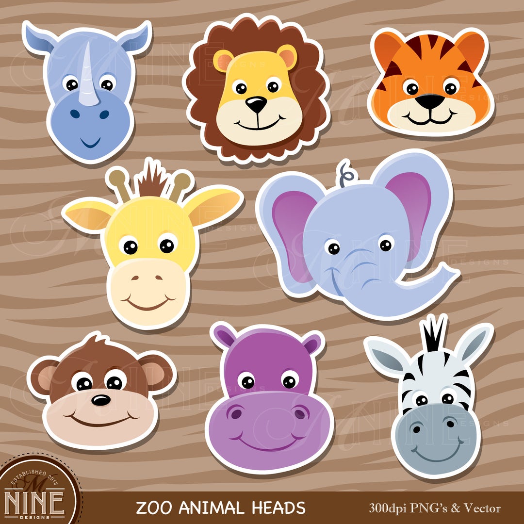 Animal Sticker Clip Art / ZOO ANIMALS Clipart Downloads / Zoo Animal ...