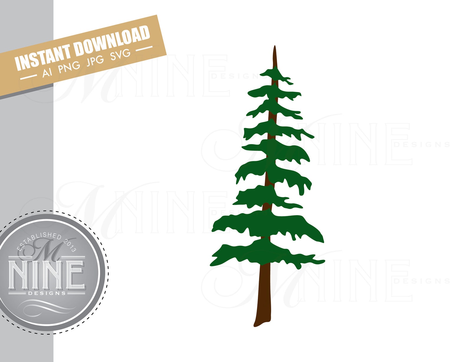 PINE TREE Clip Art Downloads Vector Pine Tree Ai Png Jpg Svg | Etsy