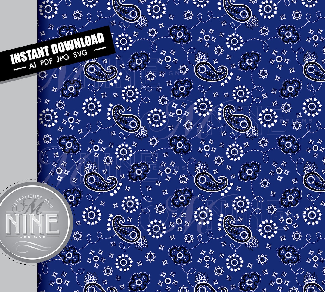 Navy Blue Bandana Pattern Seamless Printable Navy Blue Bandana Vector ...