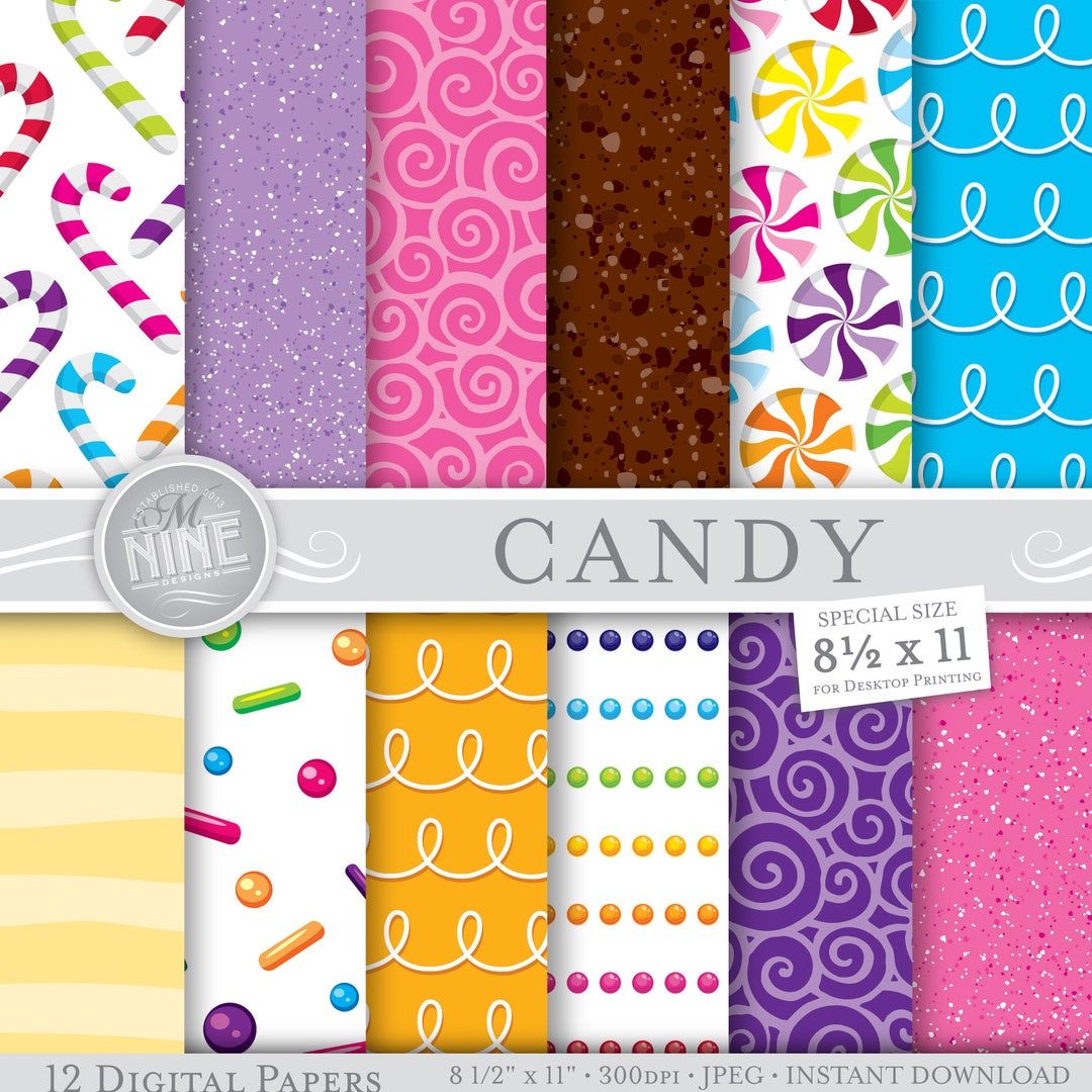 CANDY Digital Paper / Candy Patterns Printable / 8 1/2 X 11 Candy ...
