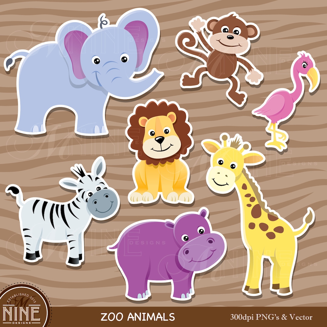 Zoo Animal Sticker Clip Art / ZOO ANIMALS Clipart Downloads / Animal ...