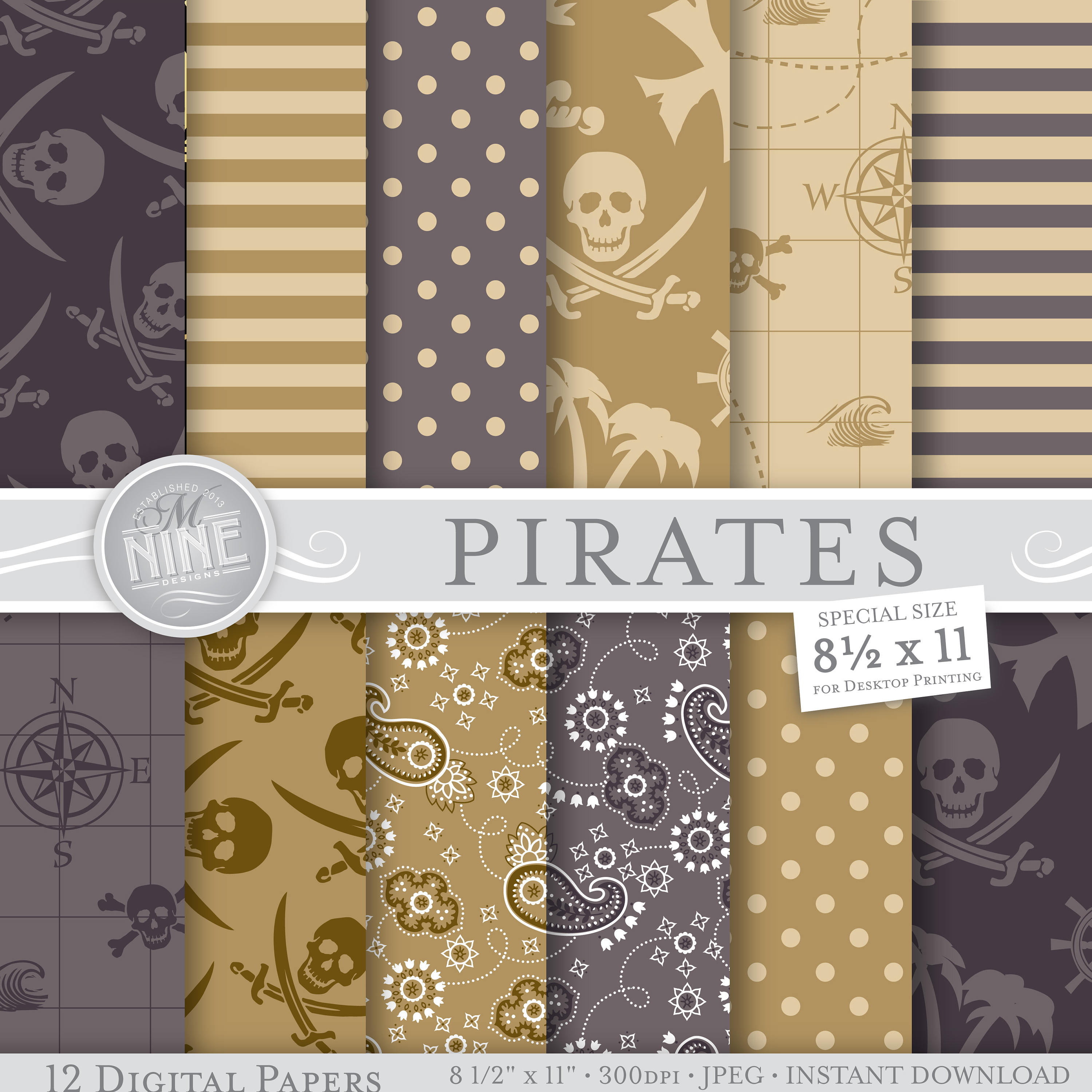 PIRATES Digital Paper / PIRATE Party Printables / Vintage 8 - Etsy ...