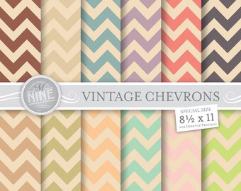 VINTAGE CHEVRONS Pattern Digital Paper 8 1/2 X 11 - Etsy