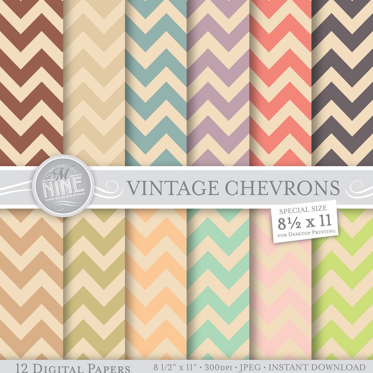 Chevron Pattern With Initials E
