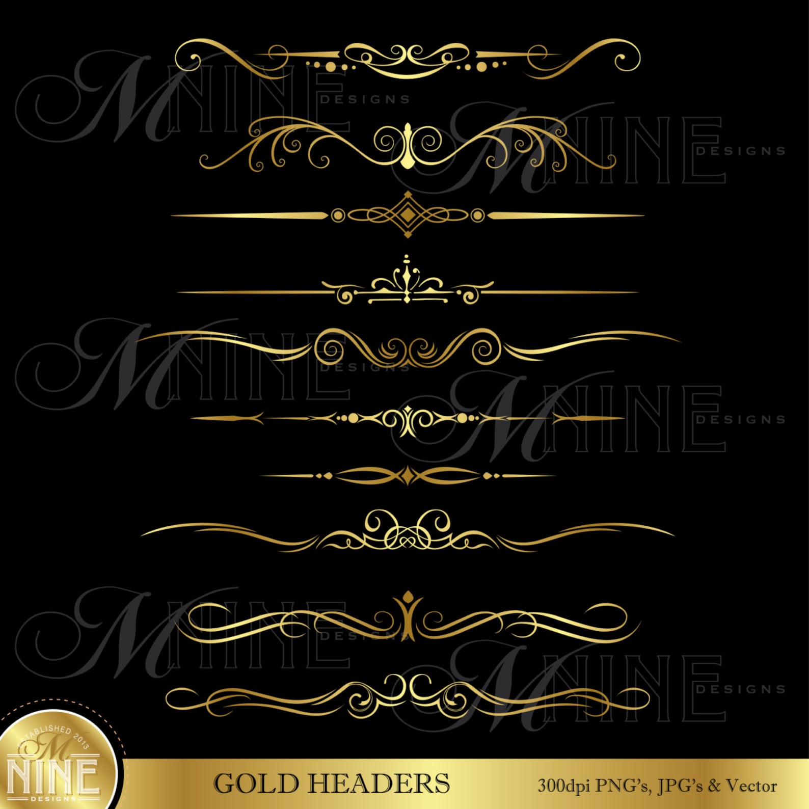 GOLD HEADERS Clip Art: gold Vintage Headers - Etsy