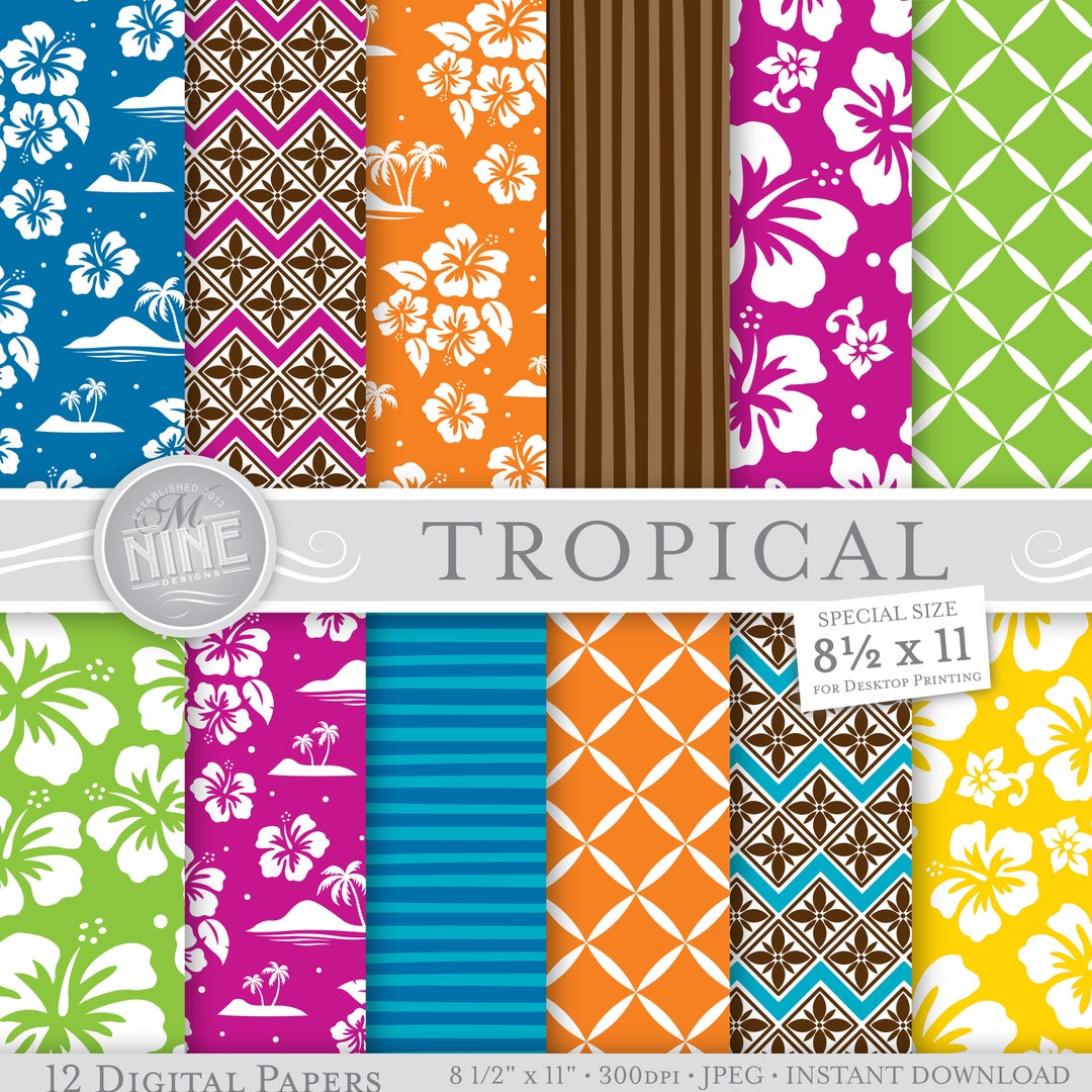 TROPICAL Digital Paper / TROPICAL Pattern Prints / 8 1/2 X 11 Tropical ...