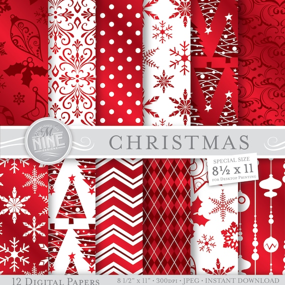 CHRISTMAS Digital Paper / Christmas Red Patterns / 8 1/2 x 11 | Etsy