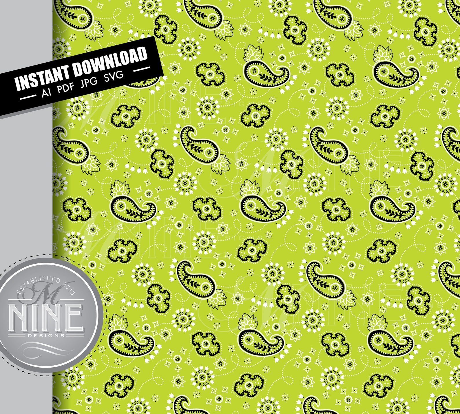 Lime Green Bandana Pattern Lime Green Bandana Svg Pdf Jpg | Etsy