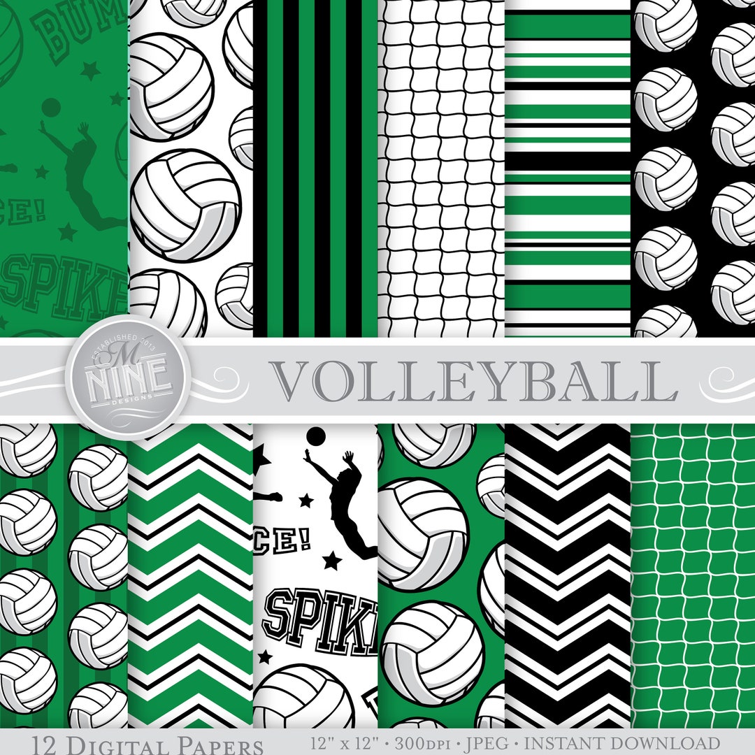 VOLLEYBALL Digital Paper Volleyball Printables Volleyball Patterns ...