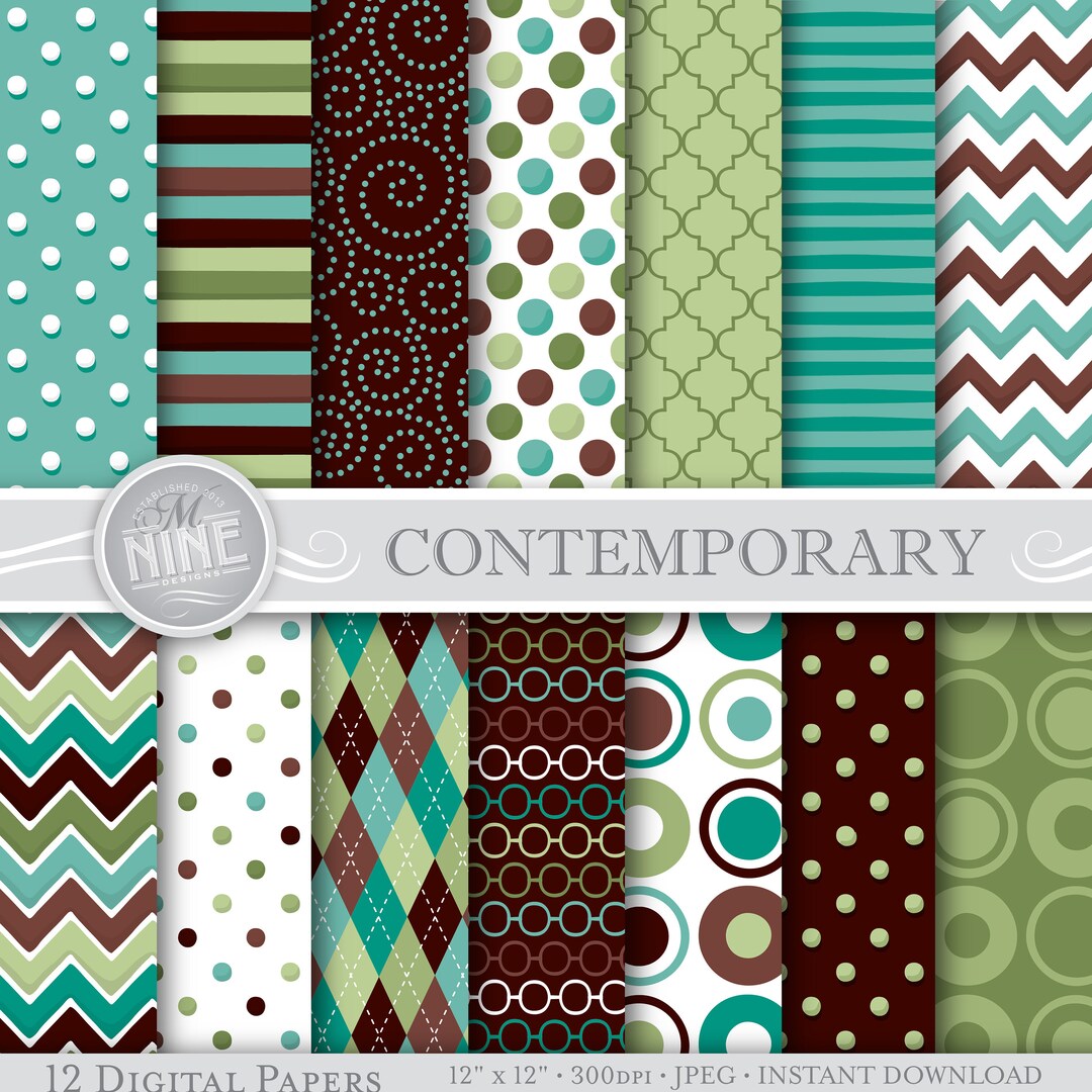 CONTEMPORARY Digital Paper Downloads / Modern Printable Patterns ...