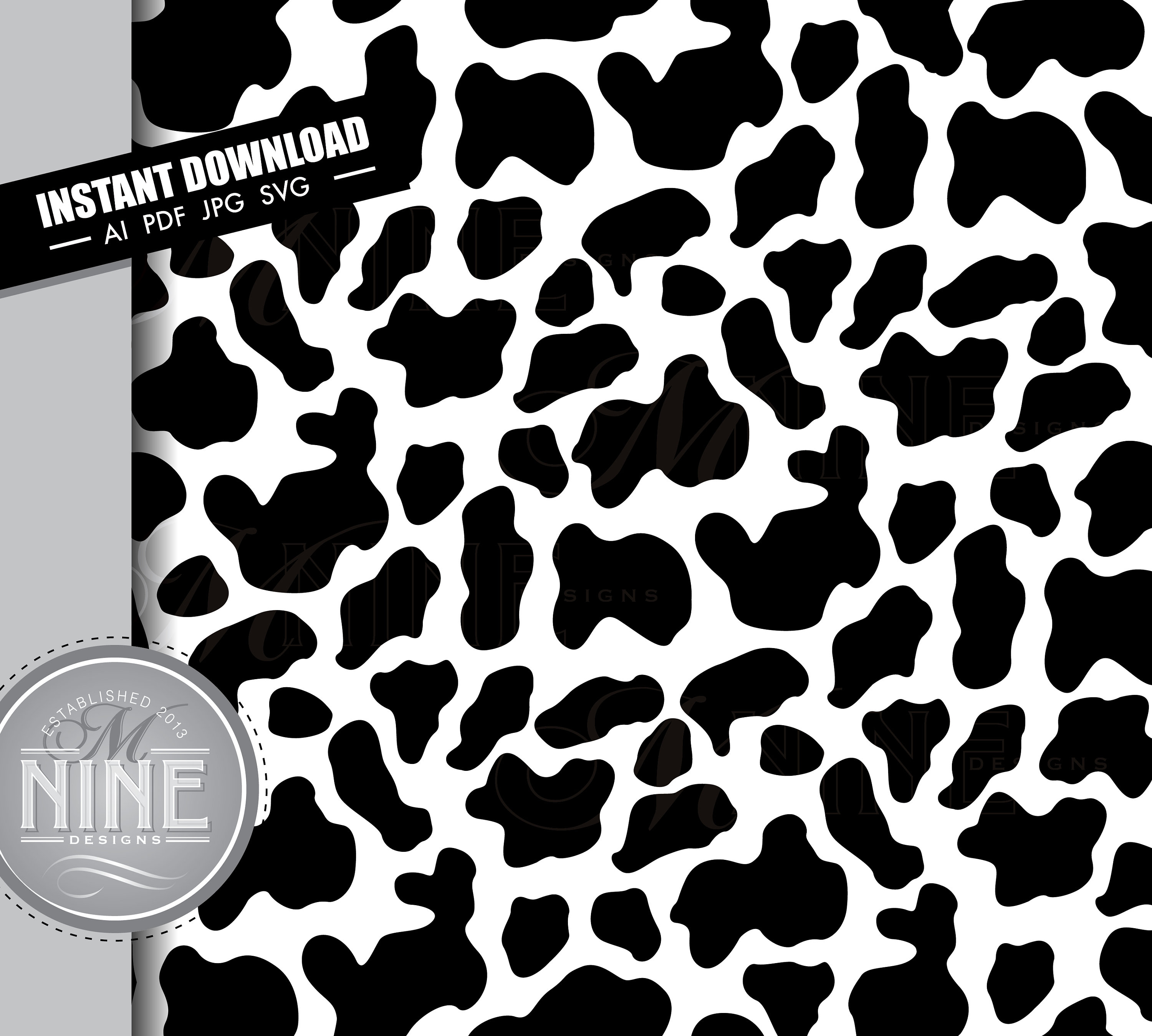 Cow Print Pattern Seamless Repeatable Cow Print Svg Pdf Etsy